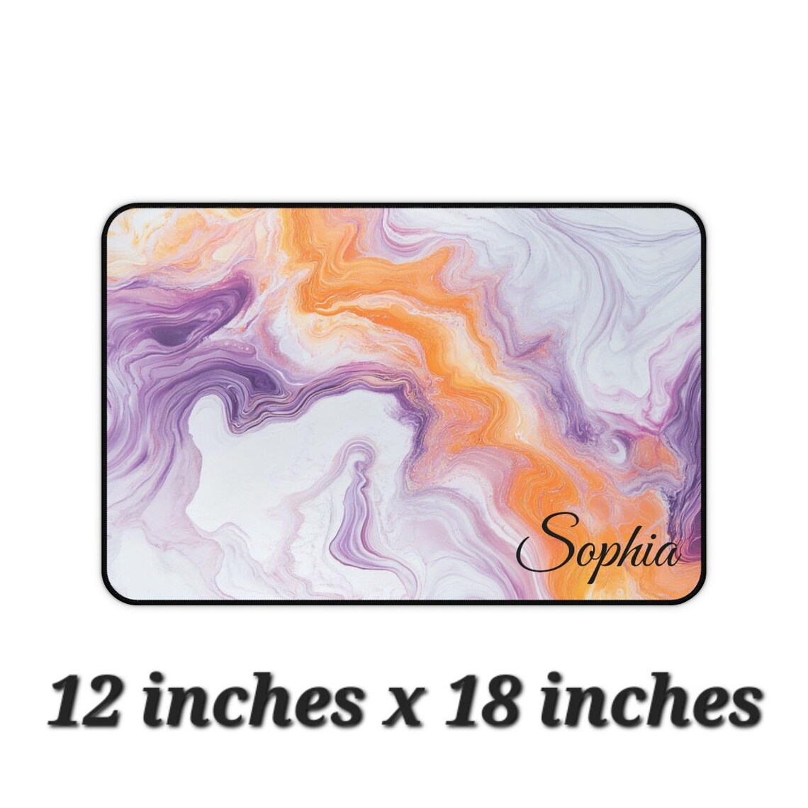Personalized Desk Mat, Custom Desk Pad, Marbled Mousepad, Purple ...