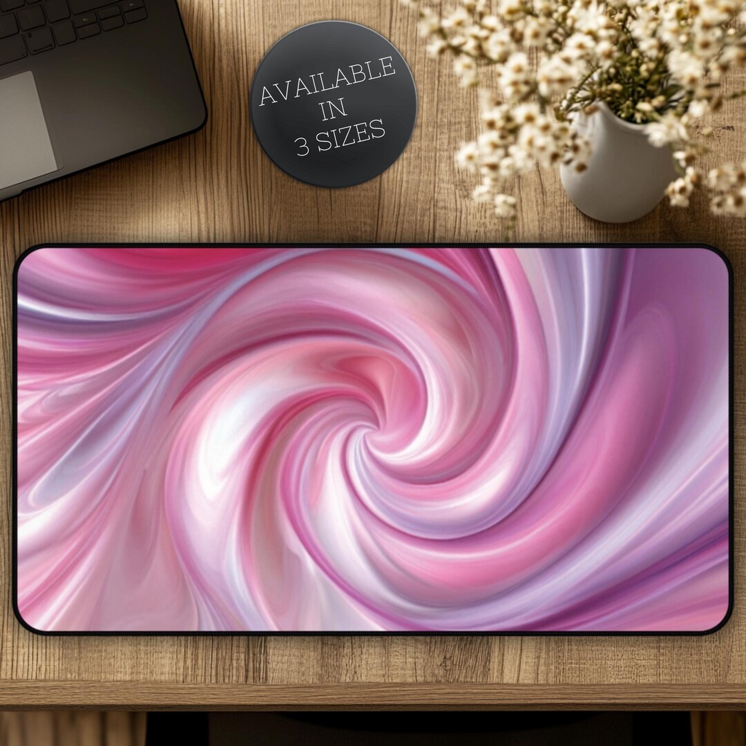 Swirl Desk Mat, Abstract Desk Pad, Pink & Purple Mousepad, Pink Desk ...