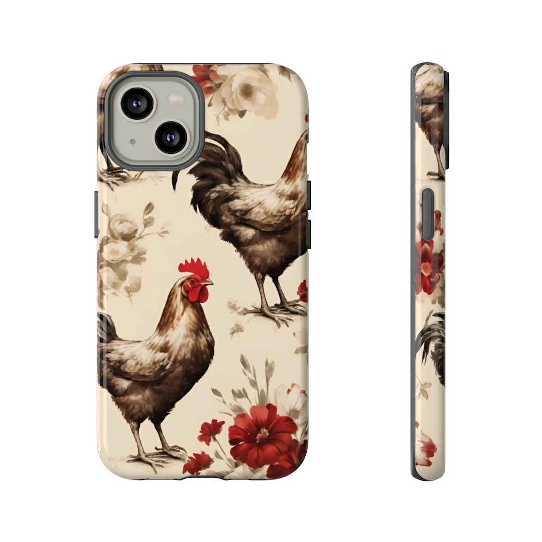 Vintage Chickens and Red Flowers Tough Cell Phone Cases-iphone, Samsung ...