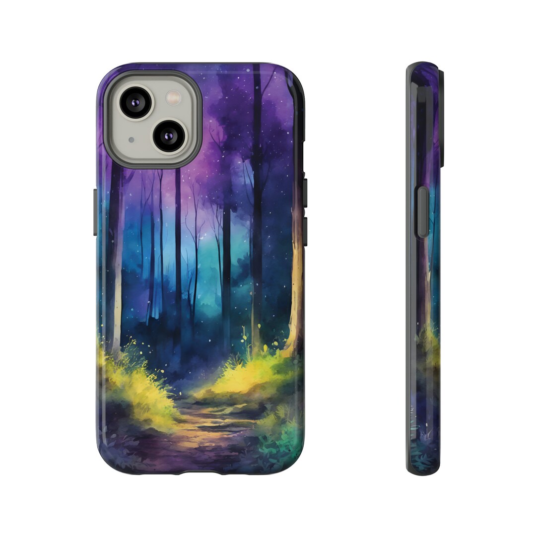 Purple Blue and Yellow Watercolor Forest Tough Cell Phone Cases-iphone ...
