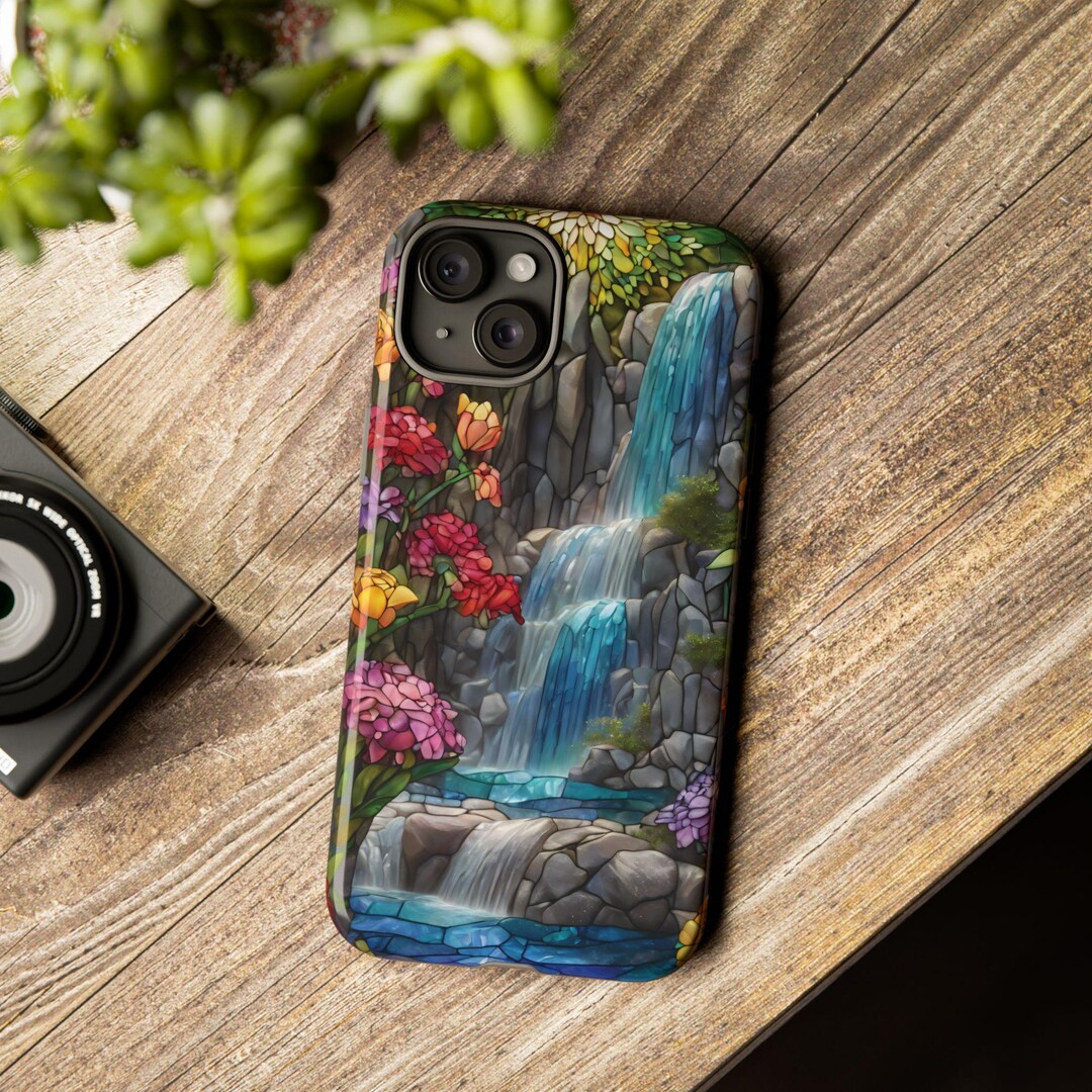 Stained Glass Waterfall Tough Cell Phone Case, Fits Iphone, Samsung ...