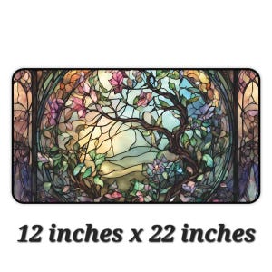Stained Glass Tree Desk Mat, Tree Mouse Pad, Office Decor, Desk Decor ...