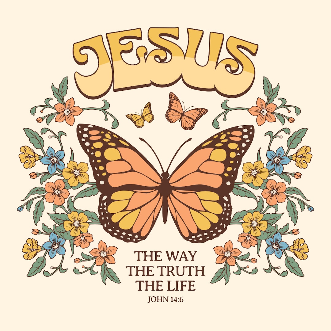 Butterfly Jesus Digital File Sublimation Graphic Design PNG Screen ...