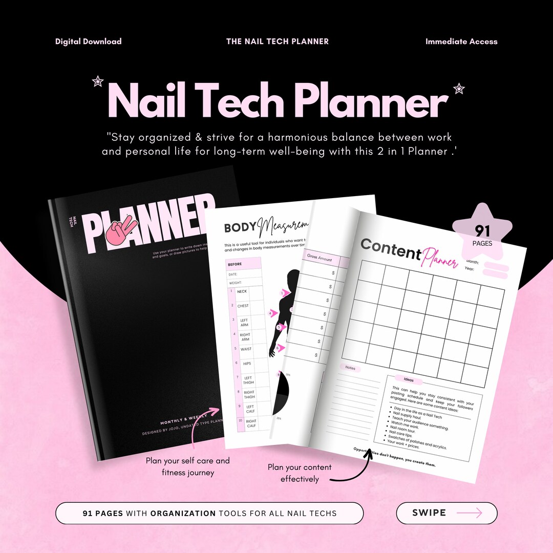 Nail Tech Planner Nail Tech Business Planner Nail Tech Self-care ...
