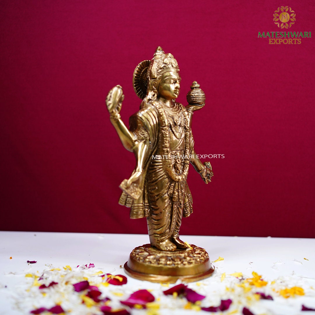Lord Vishnu Narayan Idol,25cm Small Size Standing Vishnu Statue in ...