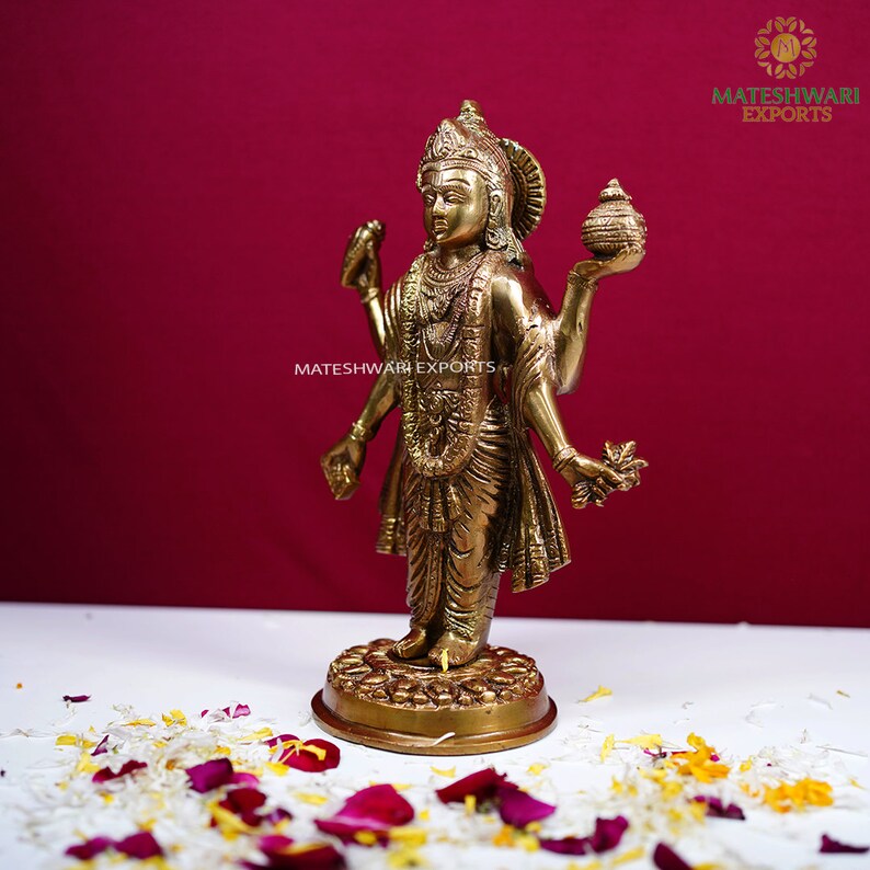 Lord Vishnu Narayan Idol,25cm Small Size Standing Vishnu Statue in ...