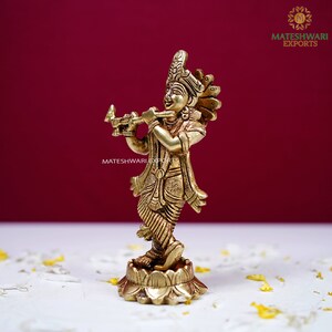 Brass Krishna Statue Krishna Sculpture Hindu Home Decor Figurine Pooja ...
