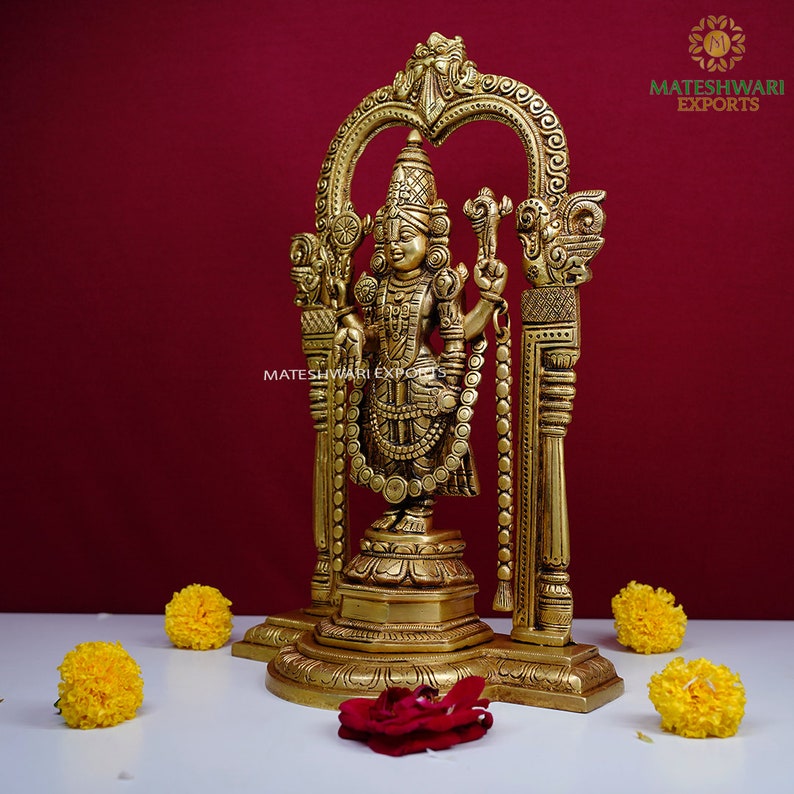 Tirupati Balaji Statue in Brass, 36 CM Lord Balaji Idol for New Home ...