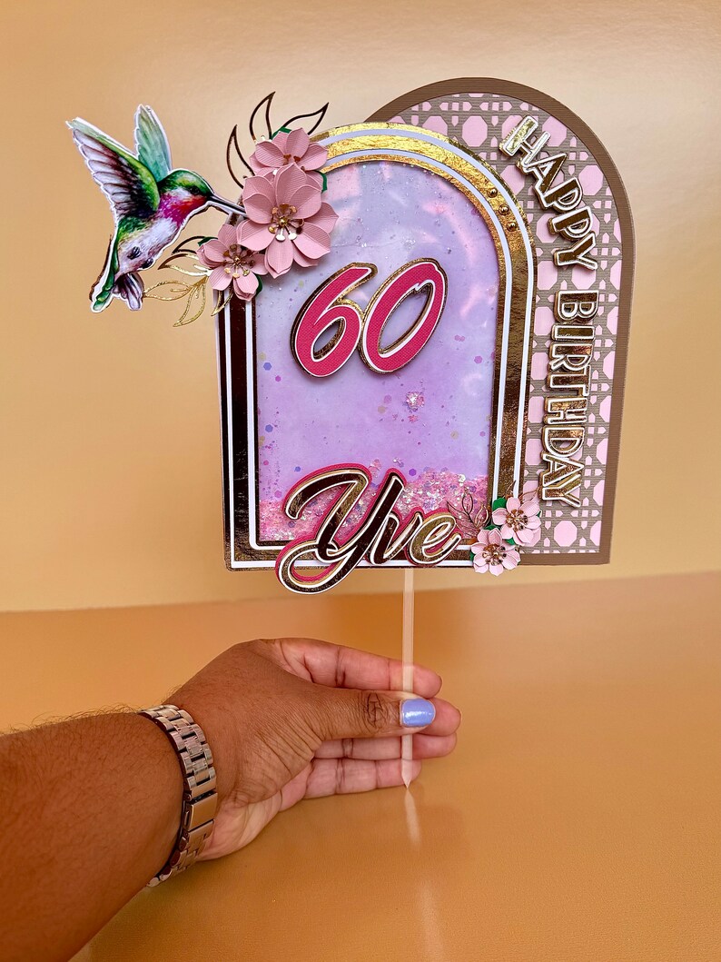 Custom Birthday Cake Topper - Shaker Hummingbird Cake Topper, Birthday ...