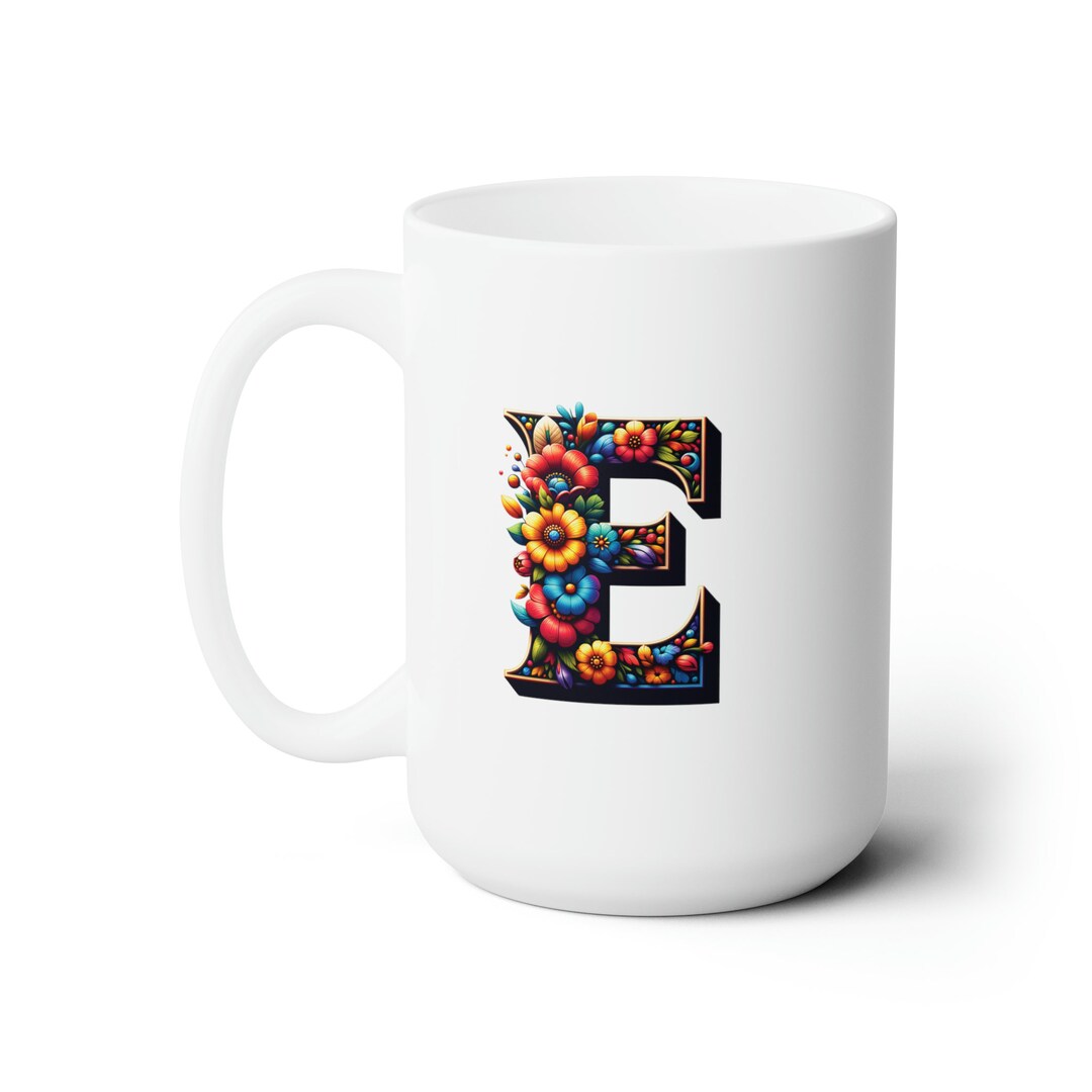 Elegant Floral E Mug - Etsy