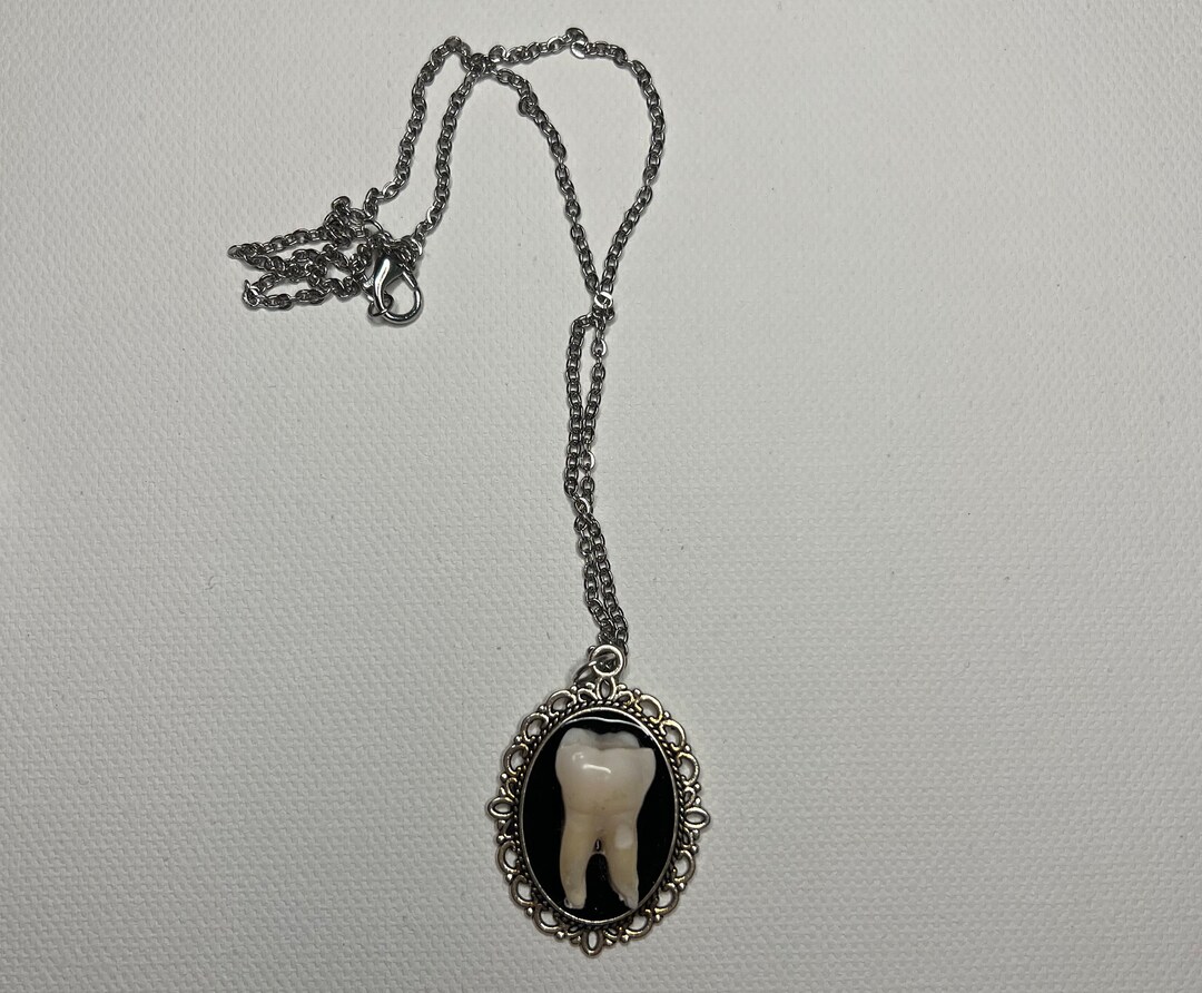 Real Human Tooth Necklace, Cameo Charm Necklace, Real Bone Jewelry ...