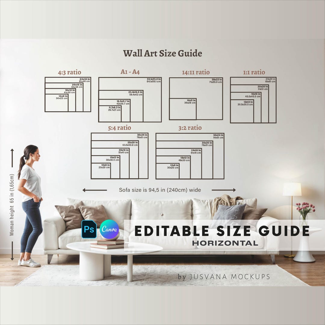 Frame Size Guide, Wall Art Size Chart Horizontal, Frame Size Guide ...