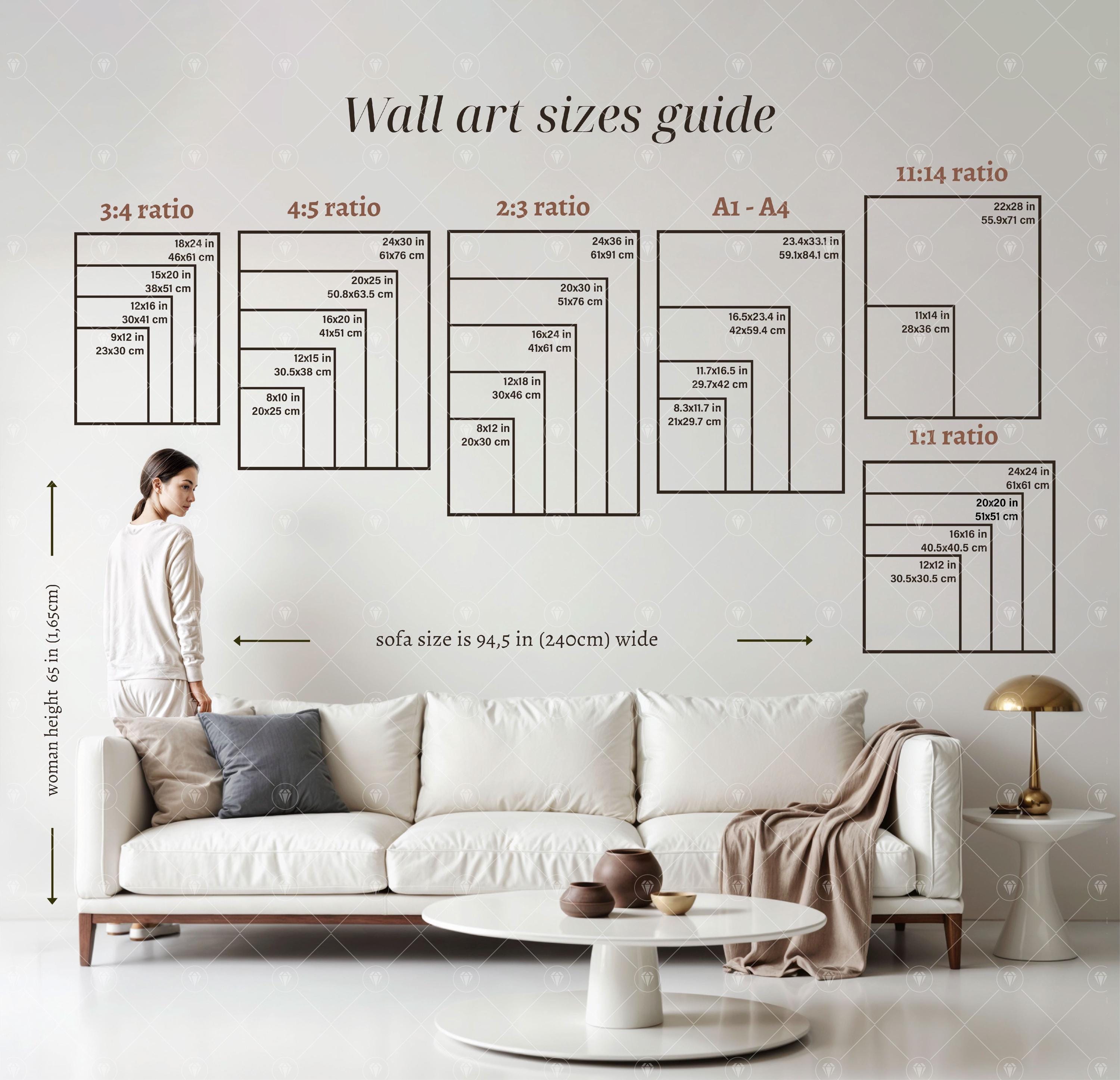 Frame Size Guide, Wall Art Size Chart Horizontal, Frame Size Guide ...