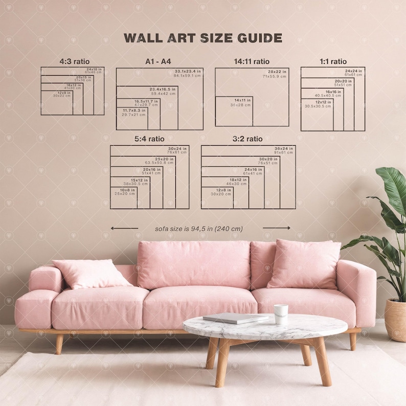Frame Size Guide, Wall Art Size Chart Horizontal, Frame Size Guide ...