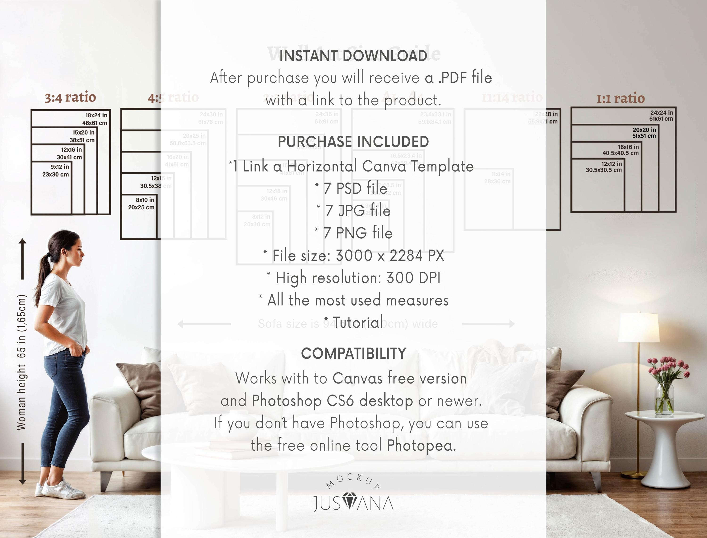 Frame Size Guide, Wall Art Size Chart Horizontal, Frame Size Guide ...