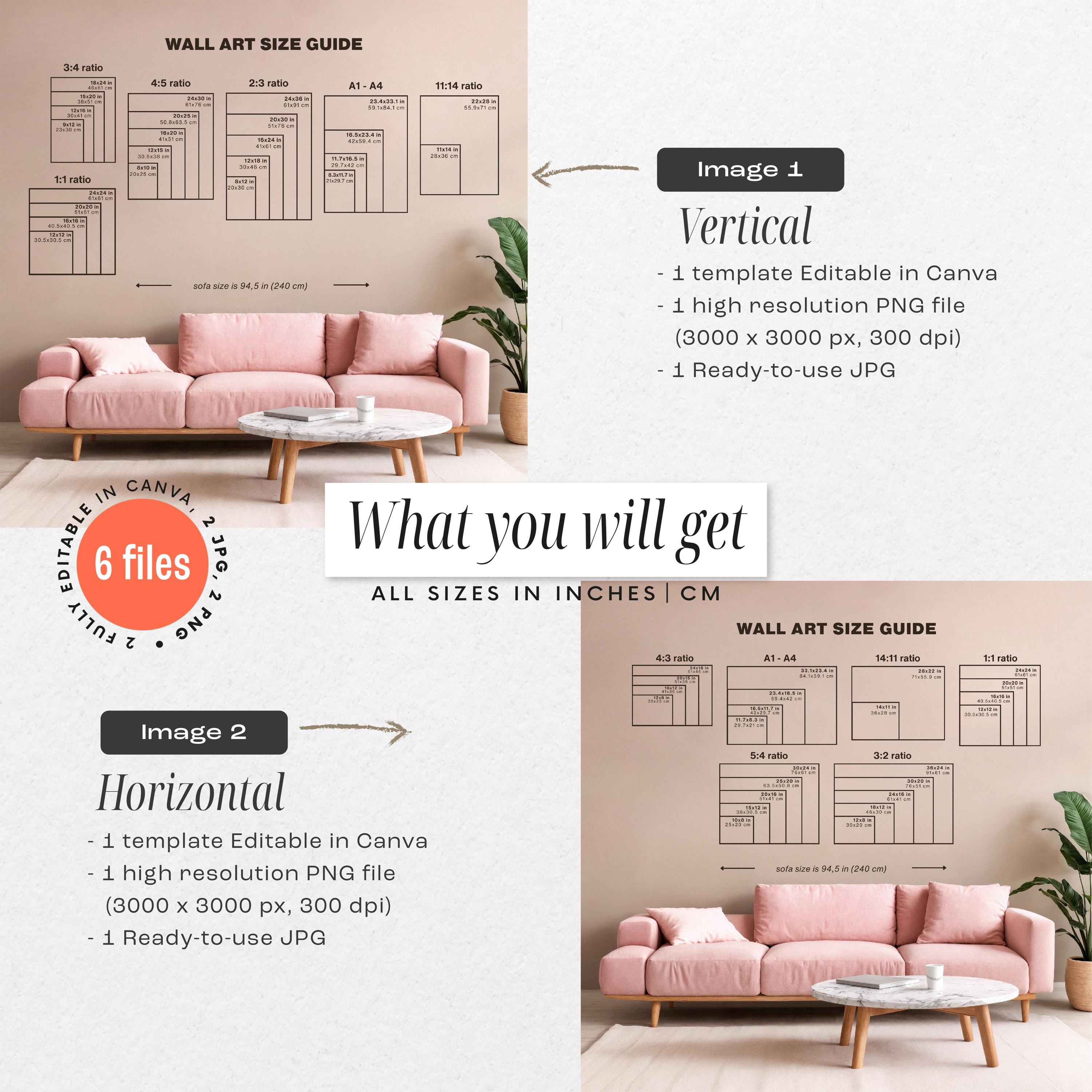 Frame Size Guide, Wall Art Size Chart Horizontal, Frame Size Guide ...