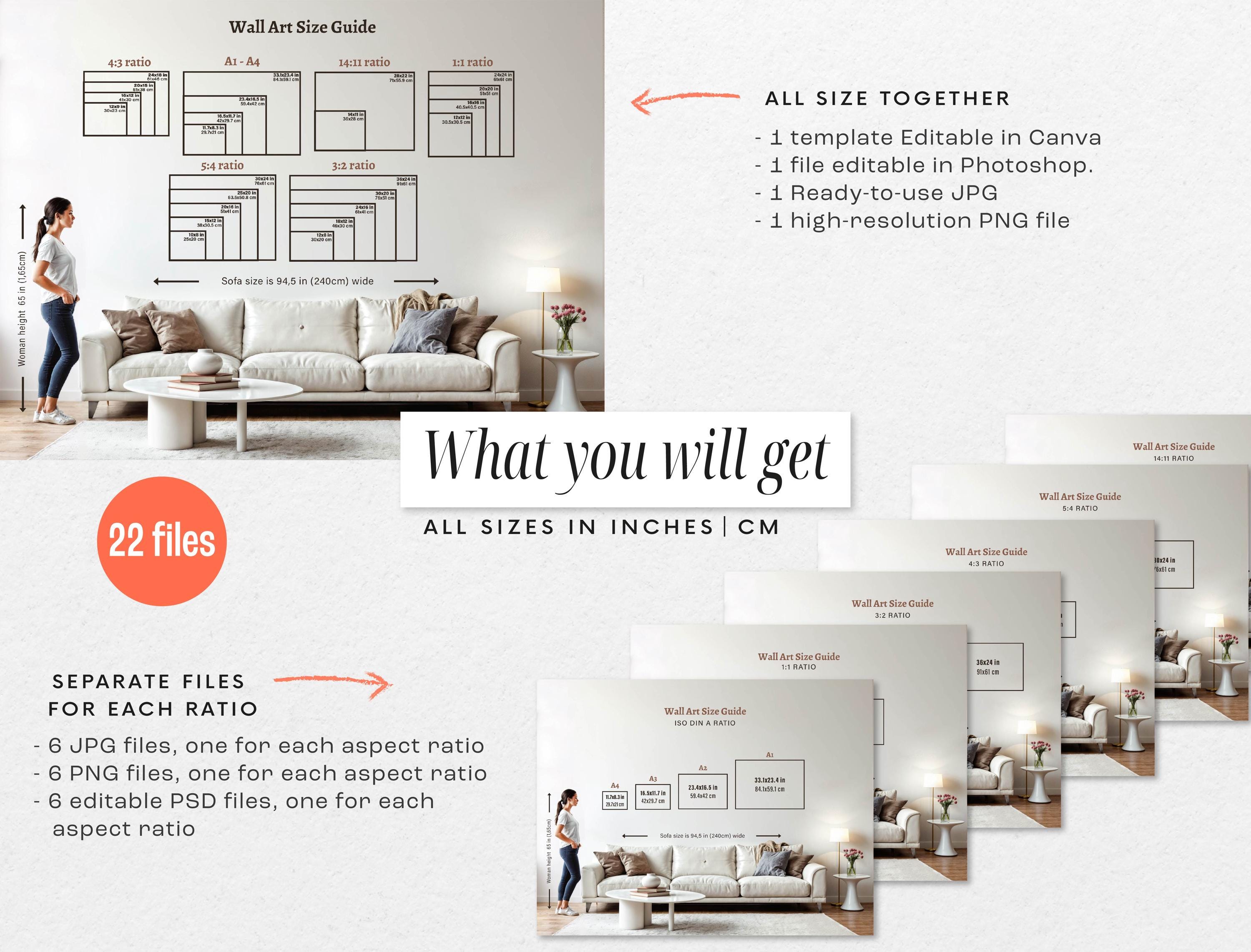 Frame Size Guide, Wall Art Size Chart Horizontal, Frame Size Guide ...