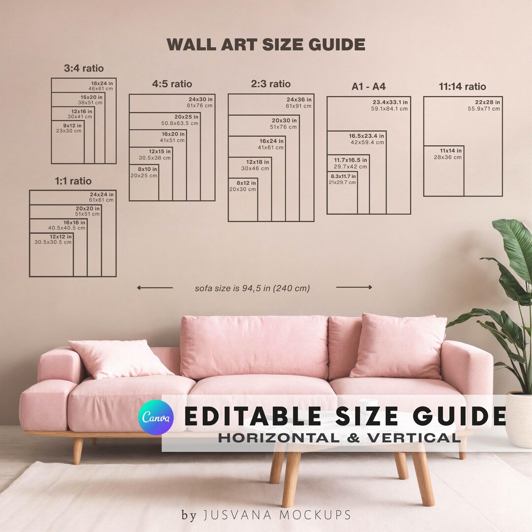 Frame Size Guide, Wall Art Size Chart Horizontal, Frame Size Guide ...
