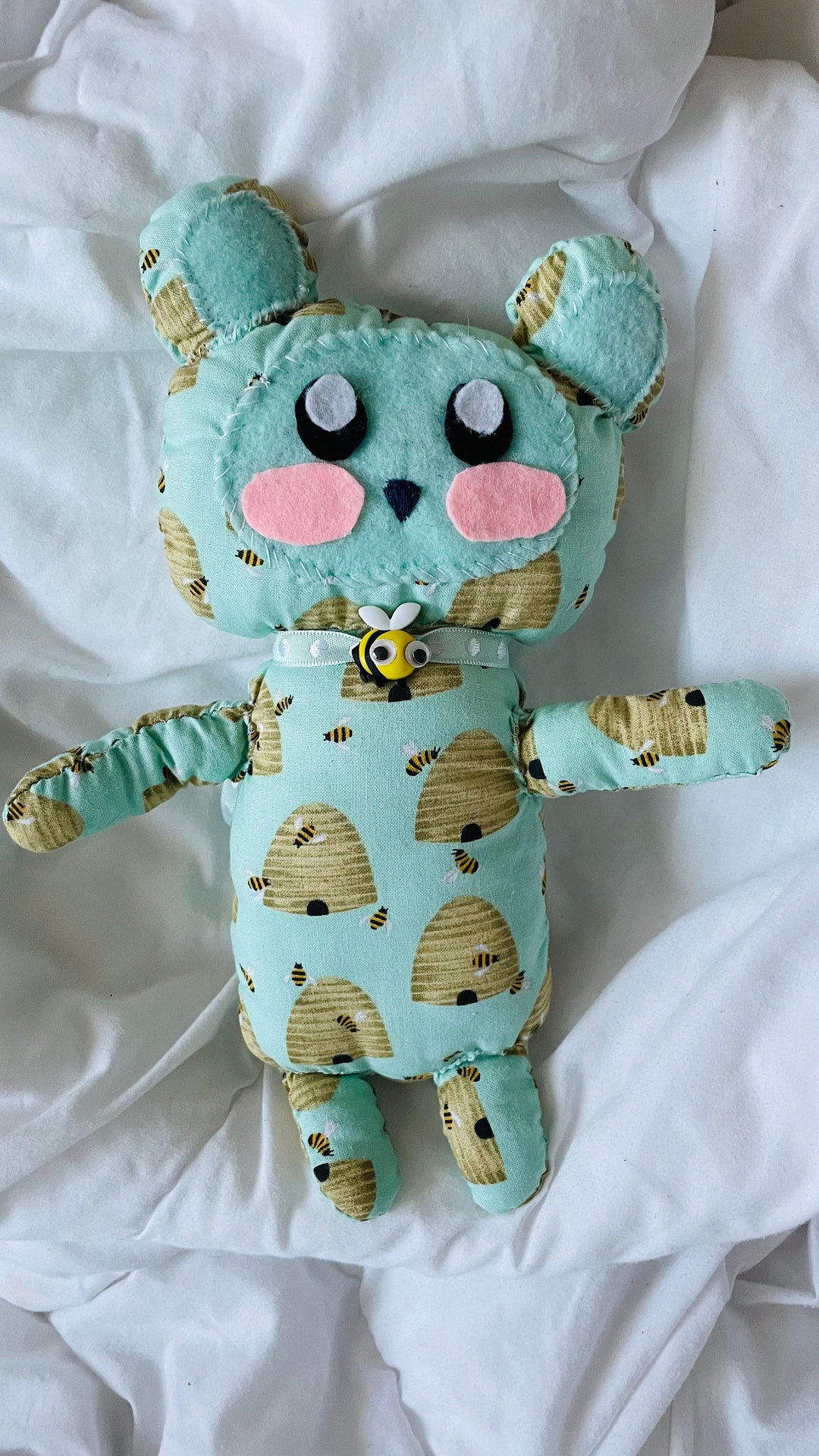 Teddy Bear With Bee Design - Etsy