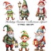 Watercolor Festive Gnomes Collection Clipart, 17 PNG Christmas Gnomes ...