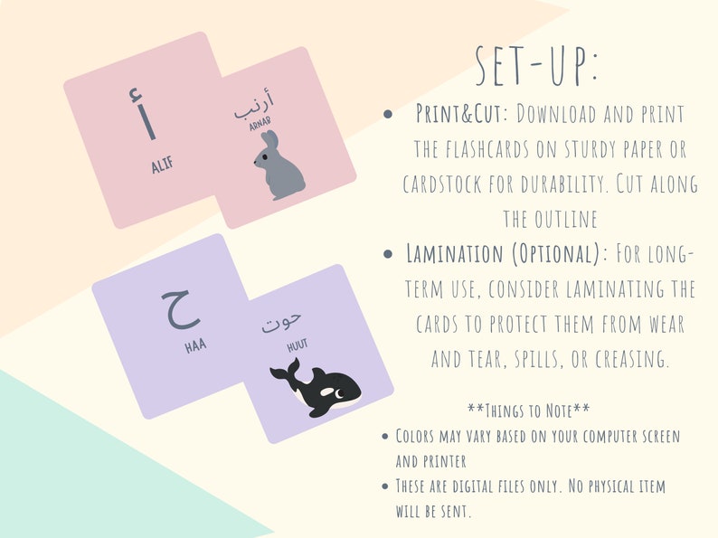 Arabic Alphabet Animal Flashcards: Printable Learning Fun! - Etsy
