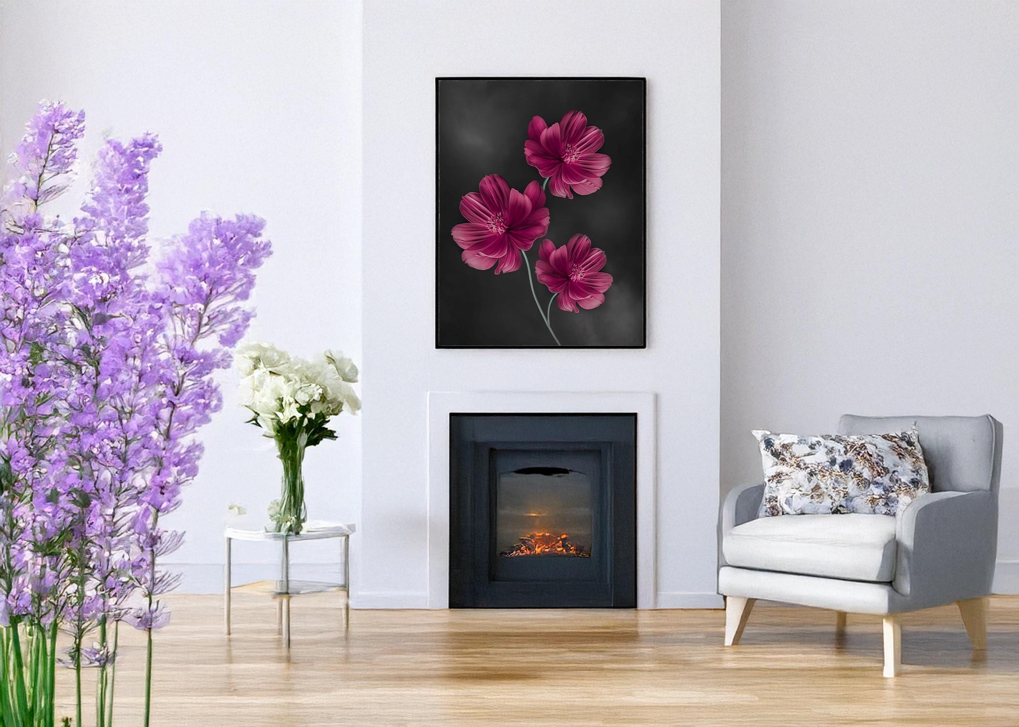 Pink Cosmos Flower Print, Modern Floral Wall Decor, 16x20inch - Etsy