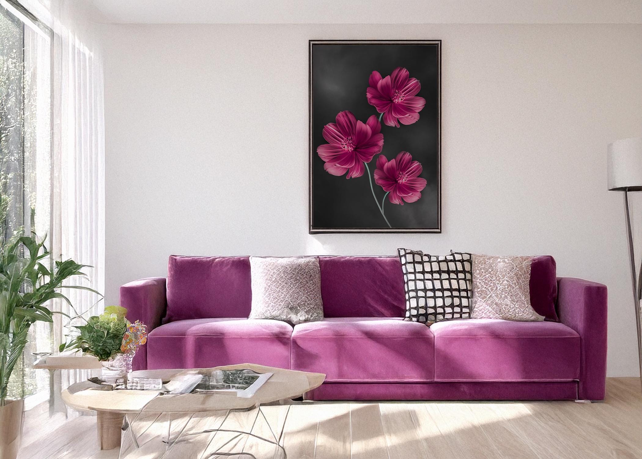Pink Cosmos Flower Print, Modern Floral Wall Decor, 16x20inch - Etsy