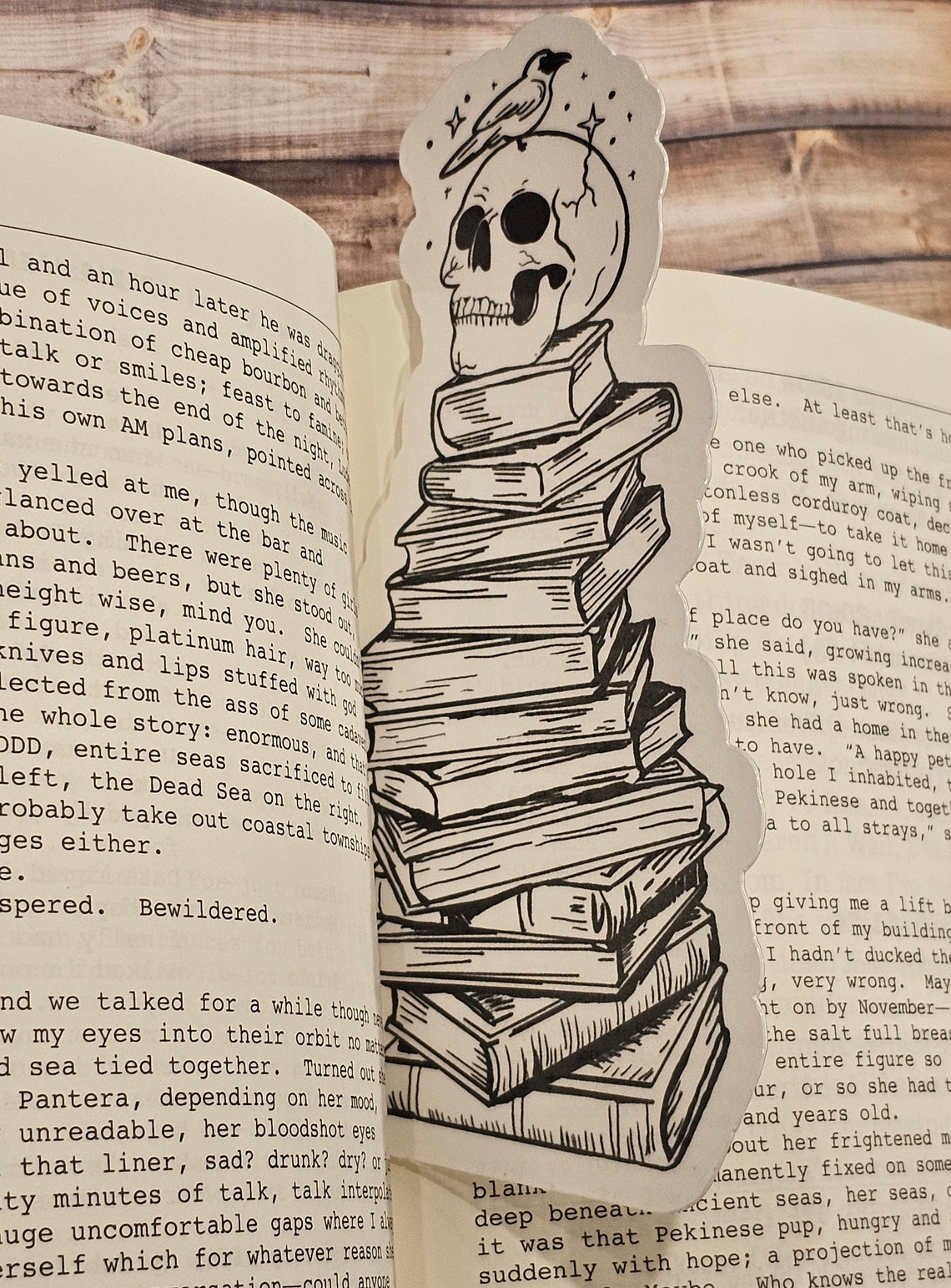 Skull and Bookstack Bookmark, Beautiful Bookmark, Laminated and Cut - Etsy