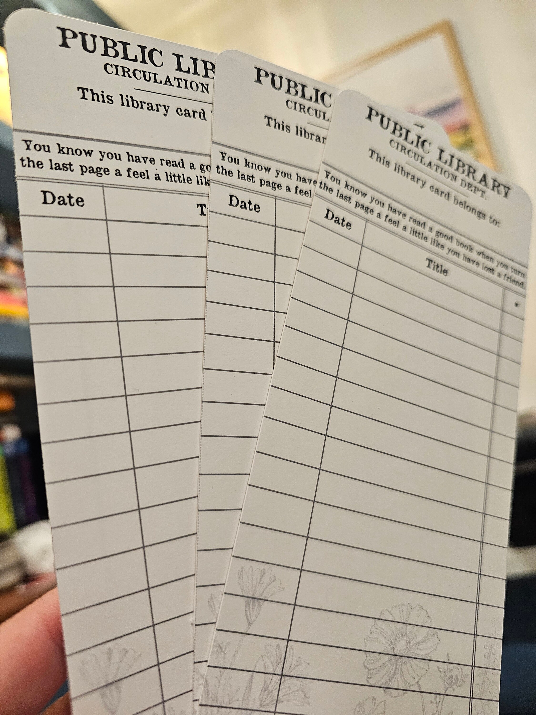 Library Card Bookmark, Reading Log, Book Tracker, 3 Pack, Reading List ...