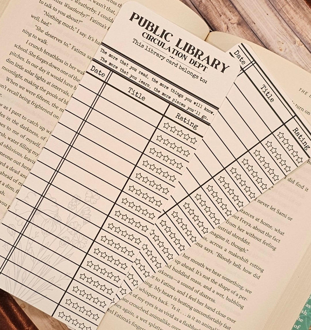 Library Card Bookmark, Reading Log, Book Tracker, 3 Pack, Reading List ...