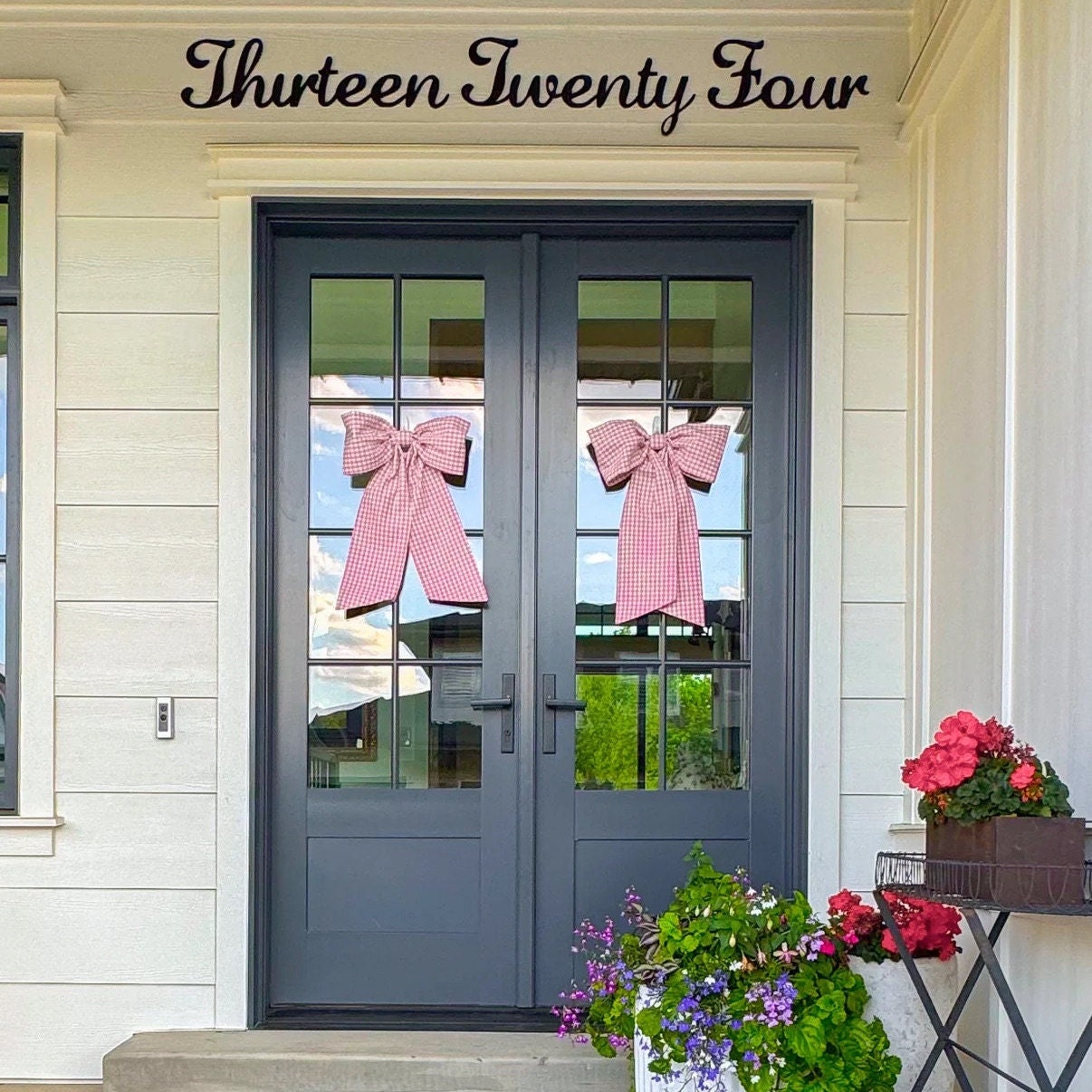 Extra Large Pink Gingham Bow - Elegant Checkered Ribbon, Door Bow ...