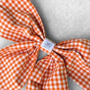 Extra Large Orange Gingham Bow - Elegant Checkered Ribbon, Door Bow ...