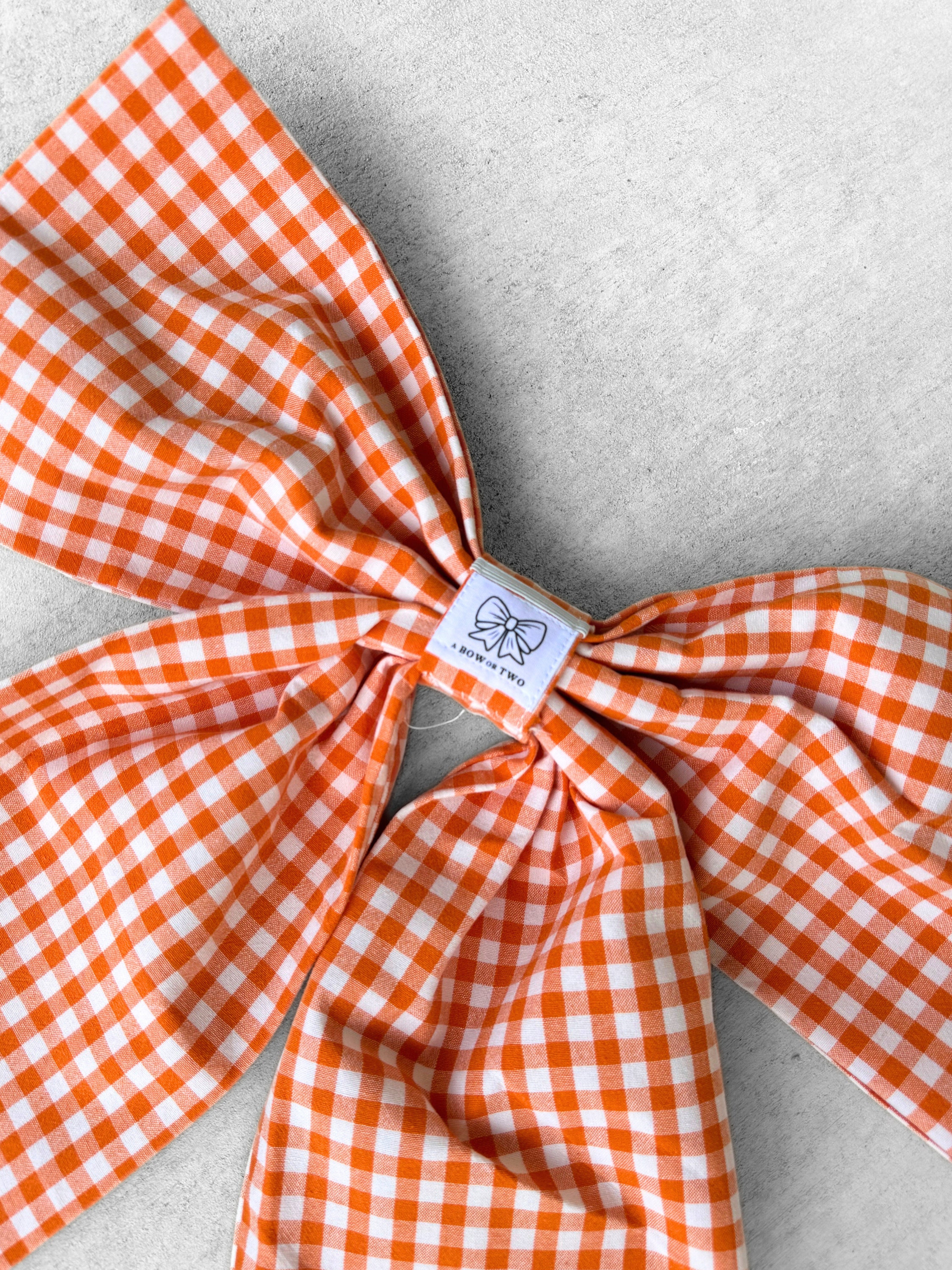 Extra Large Orange Gingham Bow - Elegant Checkered Ribbon, Door Bow ...