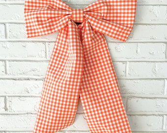 Extra Large Red Gingham Bow - Elegant Checkered Ribbon, Door Bow ...
