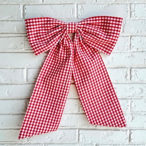 Extra Large Red Gingham Bow - Elegant Checkered Ribbon, Door Bow ...