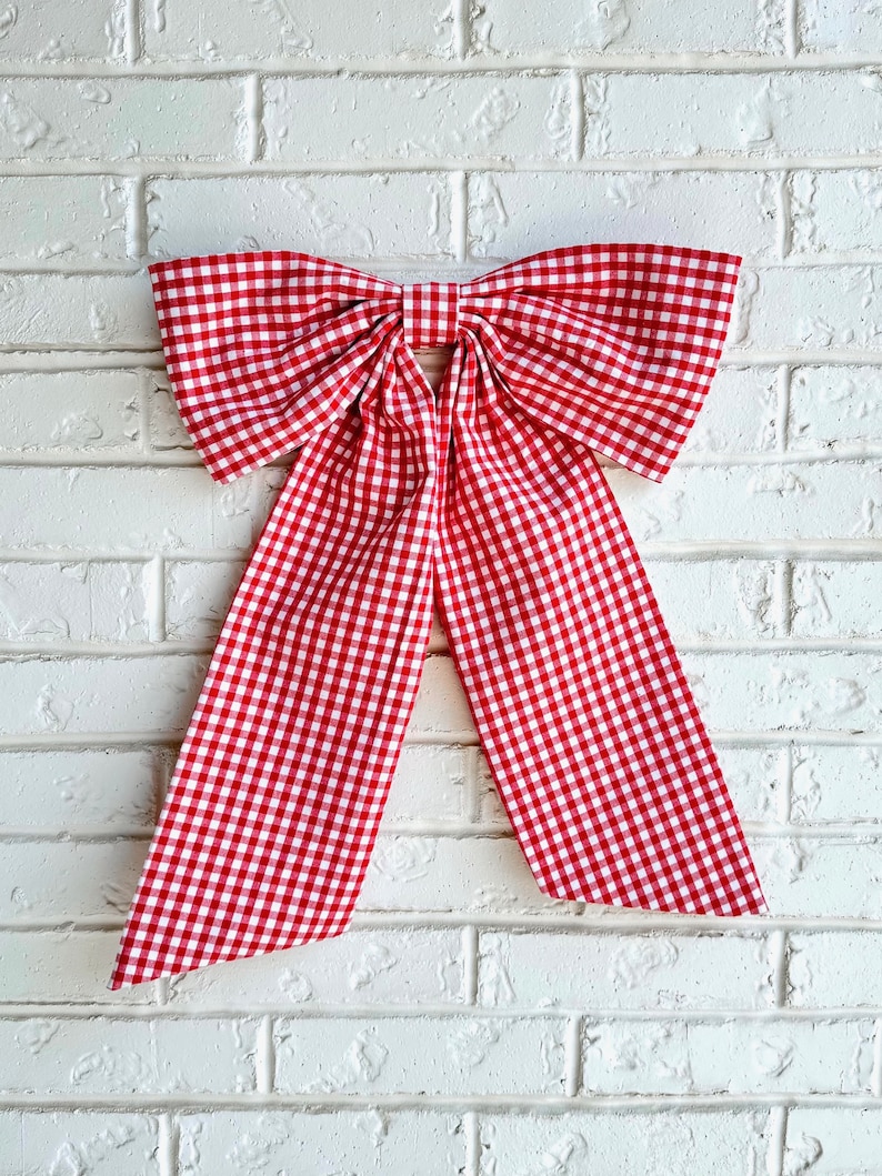 Extra Large Red Gingham Bow - Elegant Checkered Ribbon, Door Bow ...