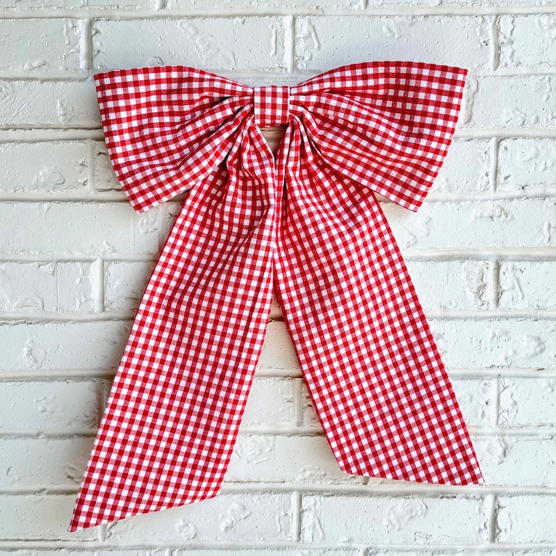 Red Gingham Hanging Bow - Etsy