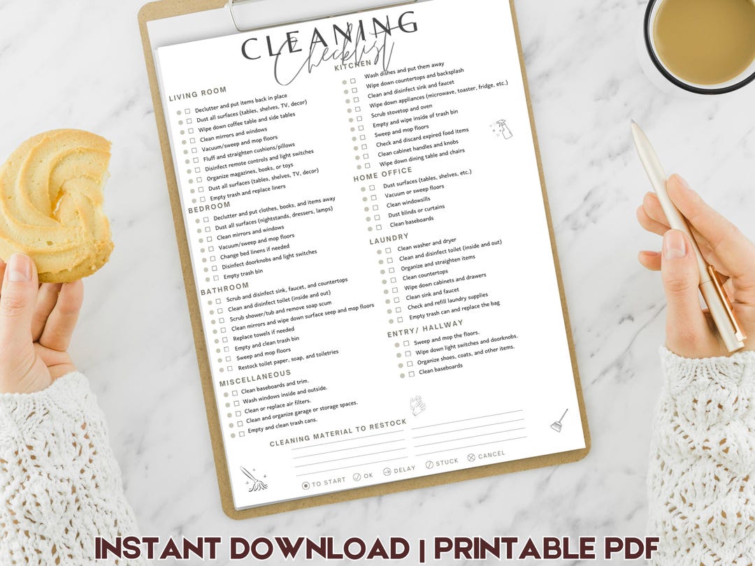 Cleaning Checklist Printable for Spring Cleaning PDF Printable Cleaning ...