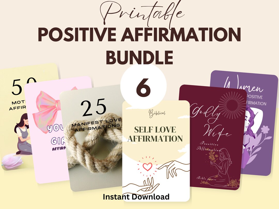 Positive Affirmation Cards for Women Bundle Self Care Cards ...