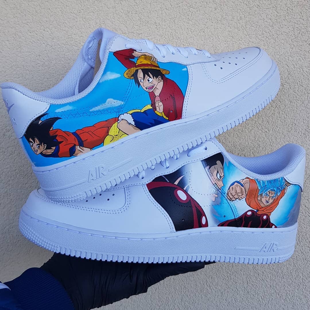 Goku X Luffy Air Force 1 Custom Custom Shoes Men, Custom Air Force 1 ...