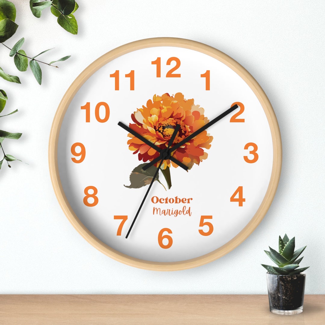 October Birth Flower Wall Clock Home Decor Office Decor Housewarming ...