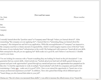 Cover Letter Template - Etsy