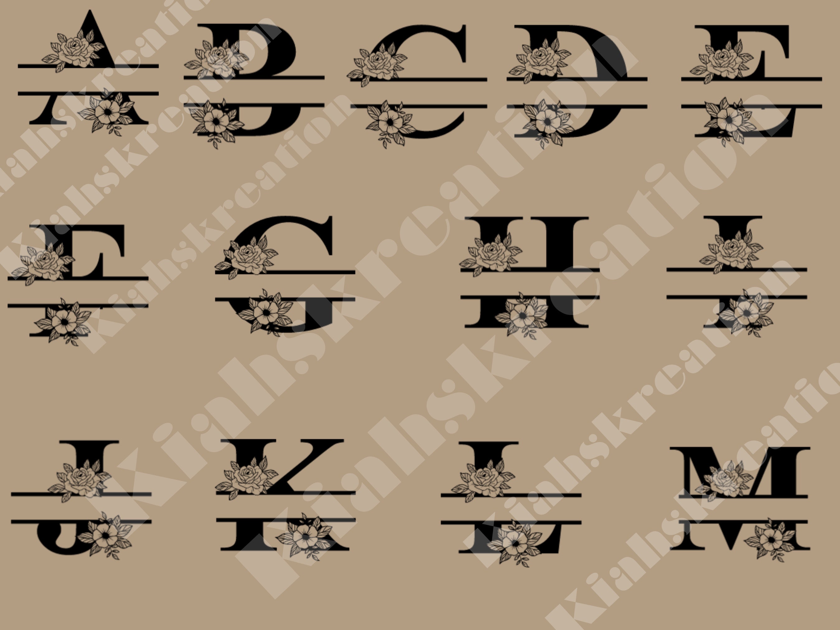 Split Monogram SVG/PNG, Decorative Letters, Fancy Letters Alphabet ...