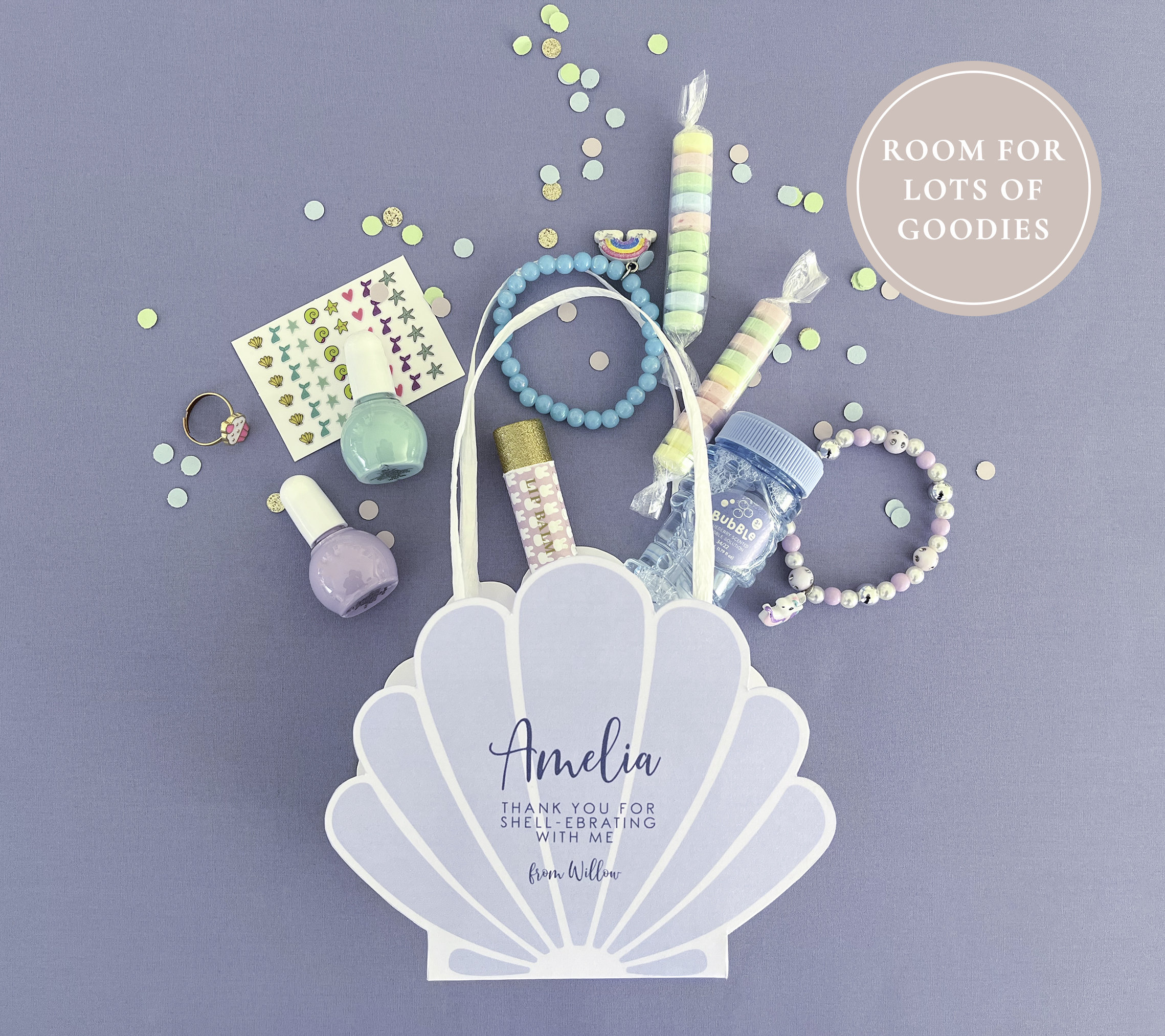 Mermaid Shell Favor Box Template, Under the Sea Birthday Party, Shell ...