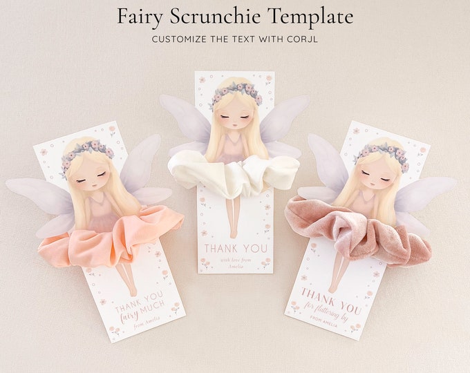 Fairy Ballerina Scrunchie Card Template, Fairy Dancer Birthday Party ...