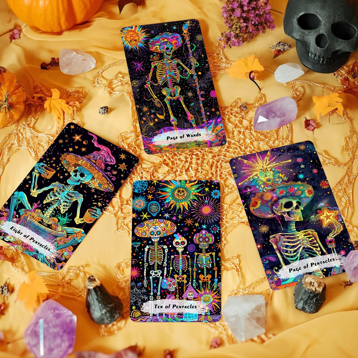 Skeleton Tarot Deck, Tarot Card Deck, Tarot Deck With Guidebook, 78 ...