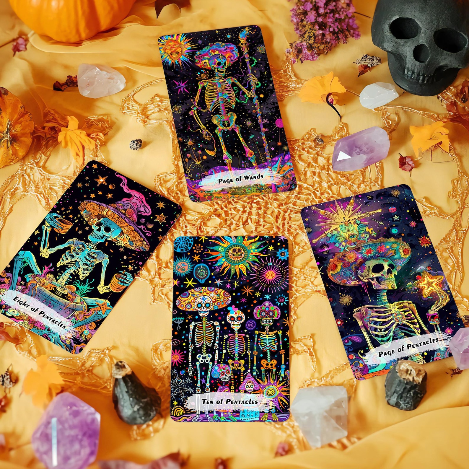 Skeleton Tarot Deck, Tarot Card Deck, Tarot Deck With Guidebook, 78 ...