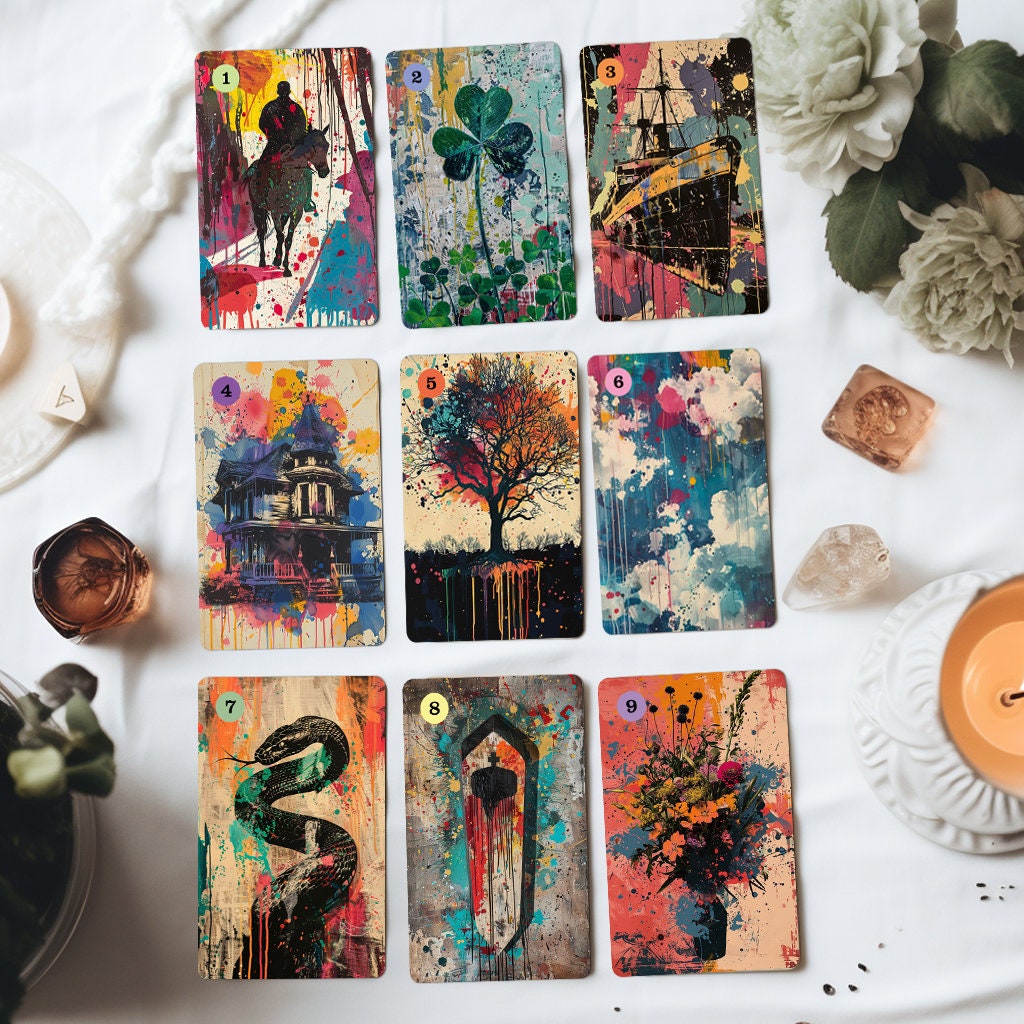 Colorful Lenormand Card Deck, 36 Cards, Graffiti Lenormand Oracle Deck ...