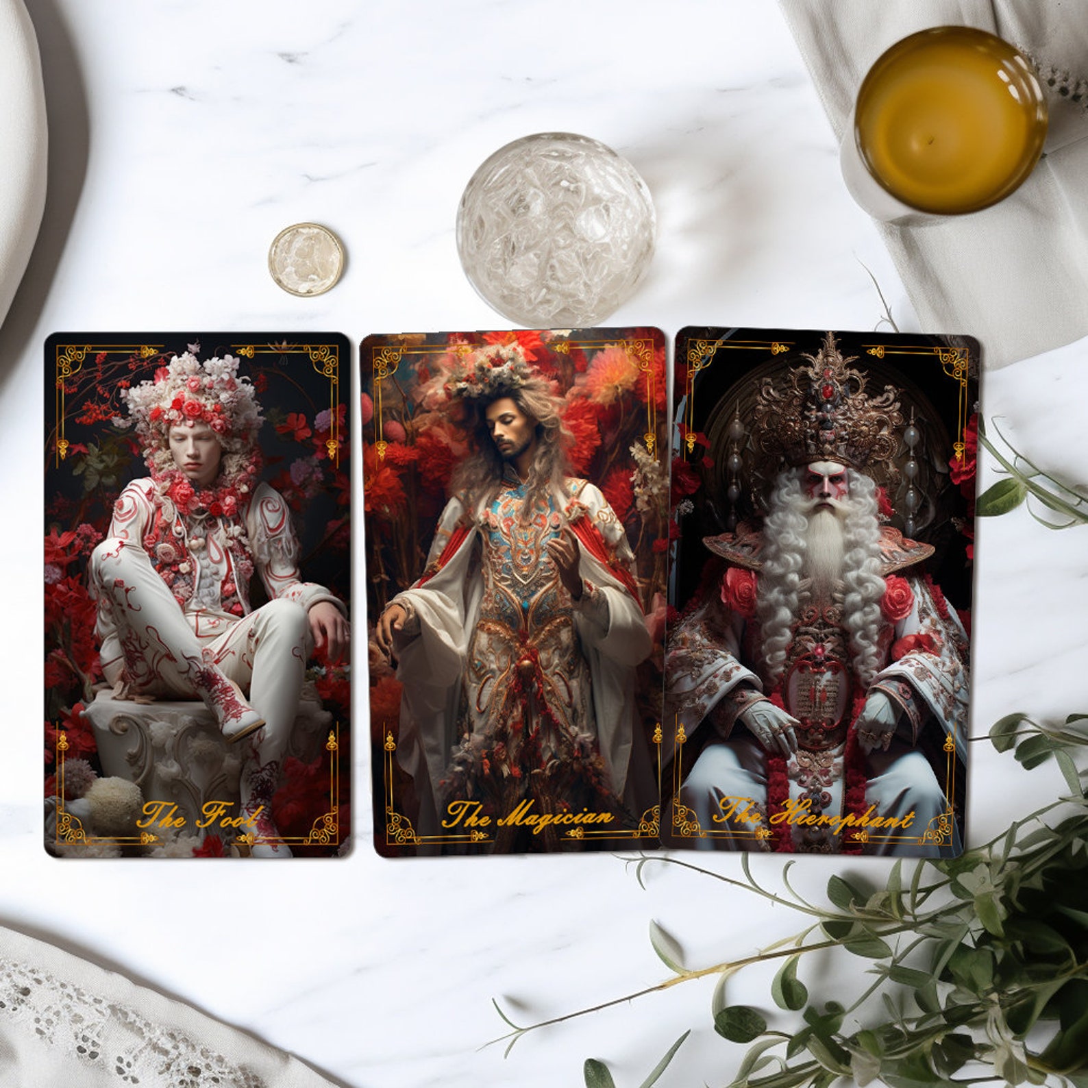 Tarot Deck, Tarot Cards Deck With Guidebook, Red Rose Tarot Card Deck ...