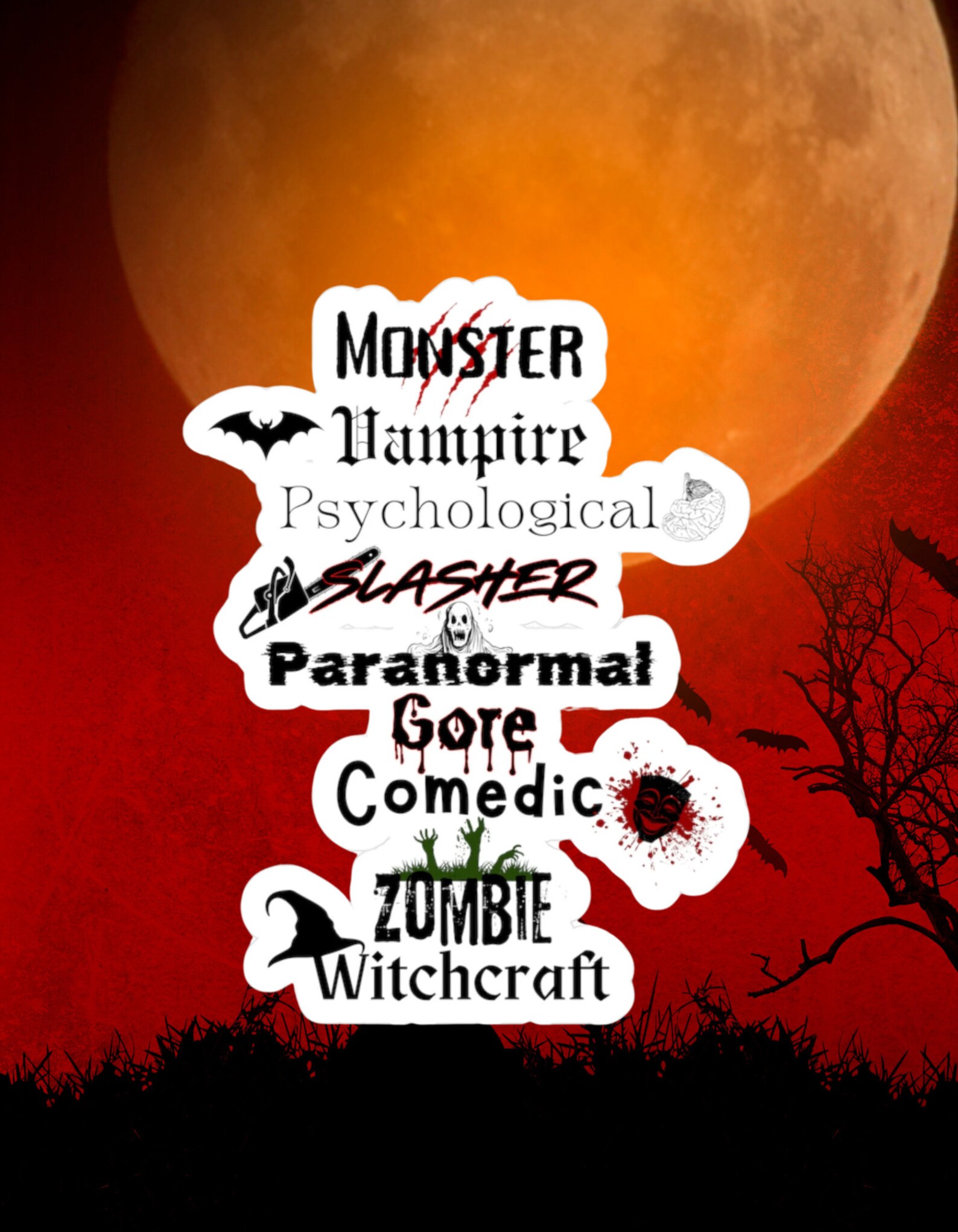 Spooky Season Sticker horror Genres Gift for Horror Movie Fans ...